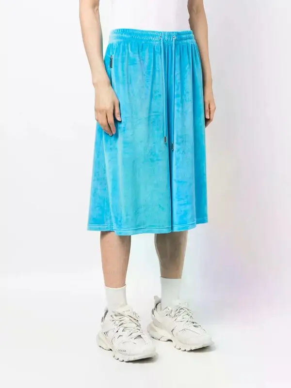 TEAM WANG DESIGN Brushed-effect Drawstring Bermuda Shorts - Blue
