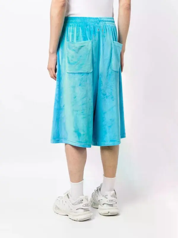 TEAM WANG DESIGN Brushed-effect Drawstring Bermuda Shorts - Blue