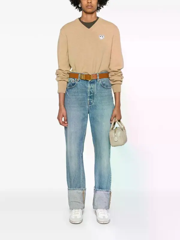 Play Comme Des Garcon Heart-patch Wool Jumper - Neutrals