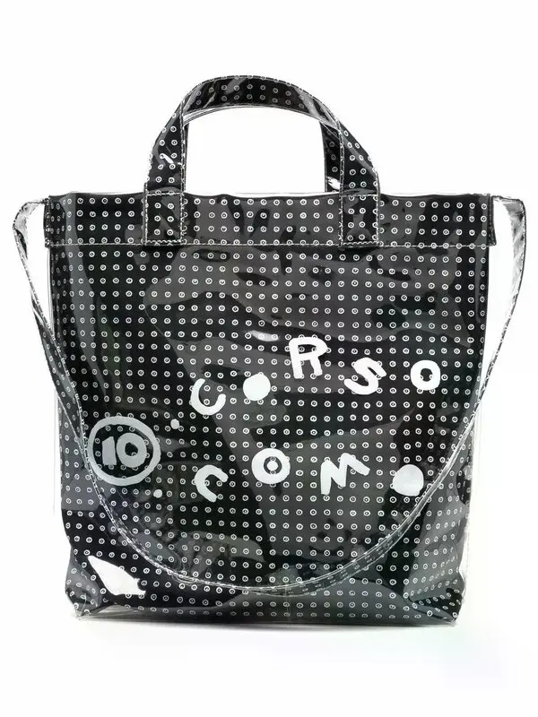 10 CORSO COMO Logo-print Coated Tote Bag - Black