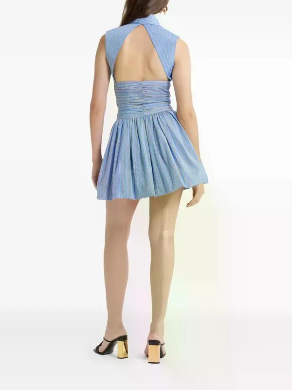 PATOU Striped Bubble-hem Mini Dress - Blue