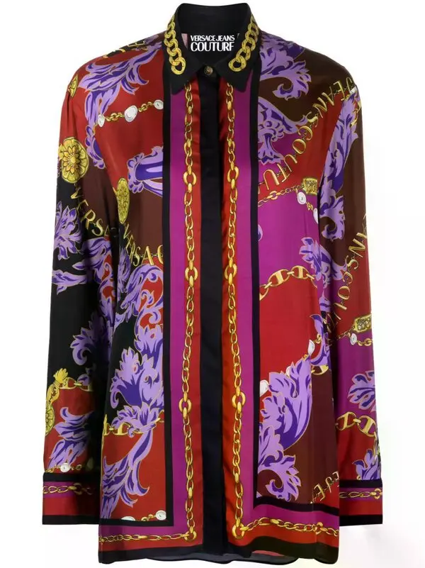 Versace Chain Couture-print Shirt - Pink