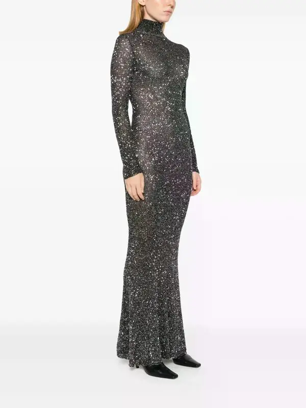 Balenciaga Sparkled High-neck Maxi Dress