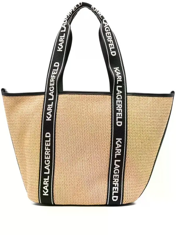 Karl Lagerfeld Logo-patch Raffia Beach Bag - Neutrals