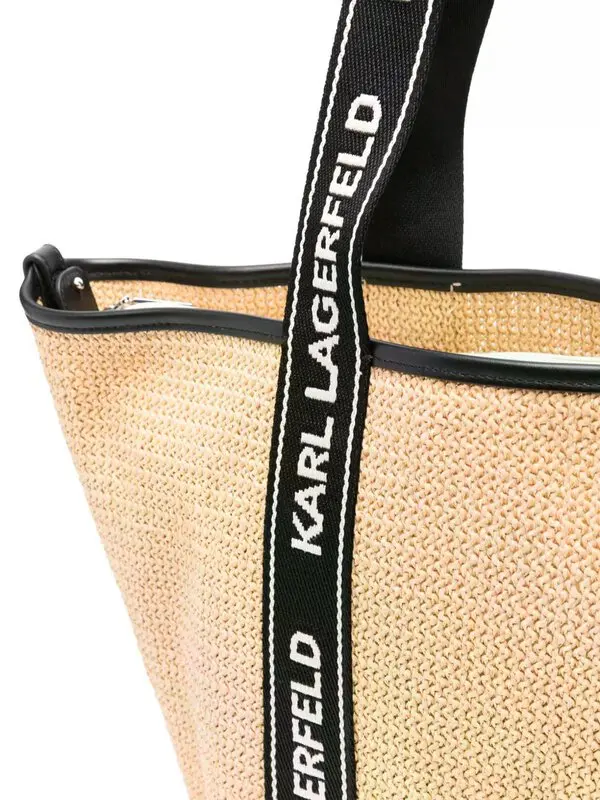 Karl Lagerfeld Logo-patch Raffia Beach Bag - Neutrals
