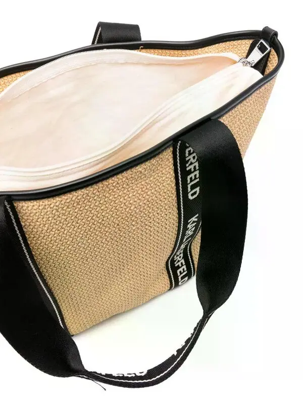 Karl Lagerfeld Logo-patch Raffia Beach Bag - Neutrals