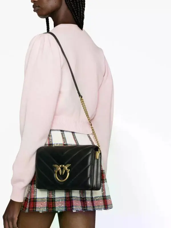 Pinko Love Quilted Leather Shoulder Bag