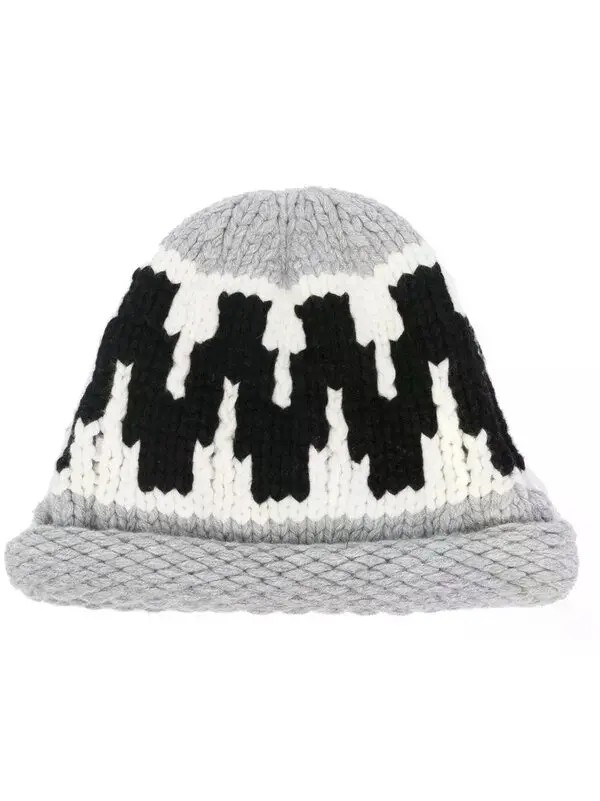 Kenzo Zigzag-knit Beanie - Grey