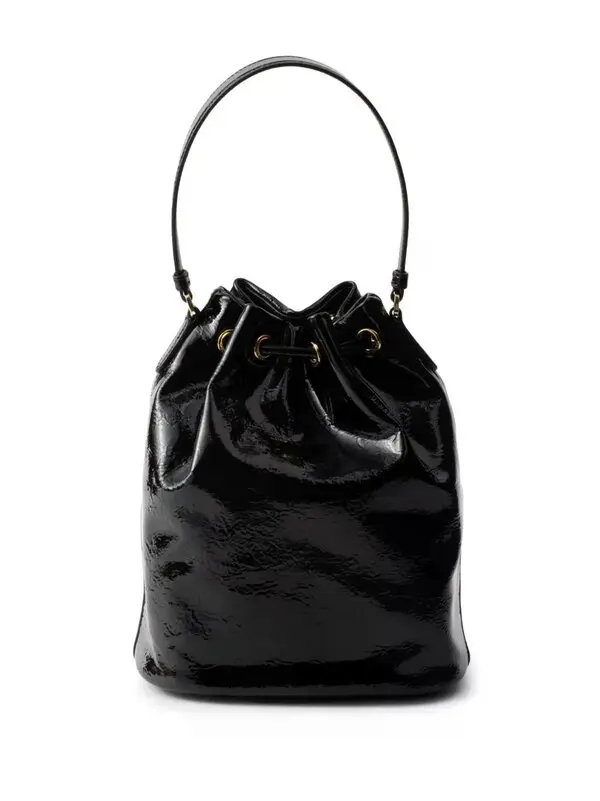 Prada Duet Patent Leather Bucket Bag - Black