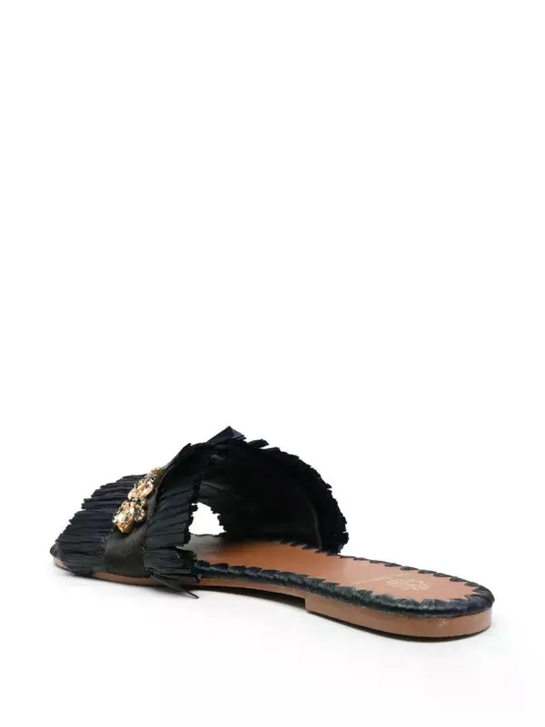 DE SIENA Semira Bead-embellished Flat Slides - Black
