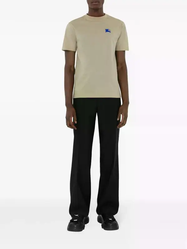 Burberry Ekd-embroidered Cotton T-shirt - Neutrals