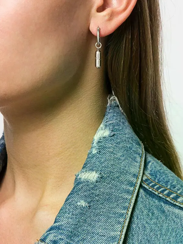 TRUE ROCKS Pill Hoop Earring - Silver
