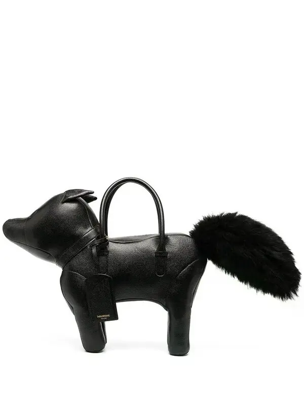 Thom Browne Fox Bag In Pebble Grain Leather - Black