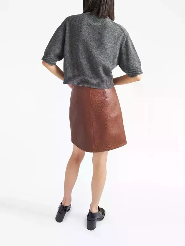 Prada Logo Intarsia Cropped Wool Sweater