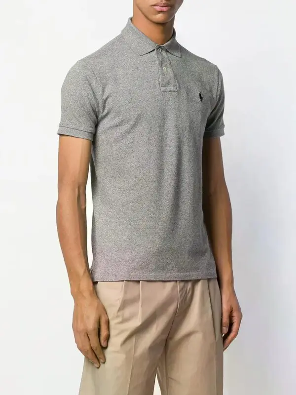 Polo Ralph Lauren Embroidered Logo Cotton Polo Shirt - Grey