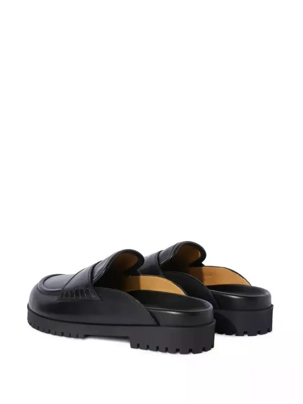 Off-White Leather Mules With Stacked Heel
