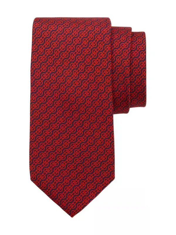 FERRAGAMO Gancini And Chain-link Print Silk Tie