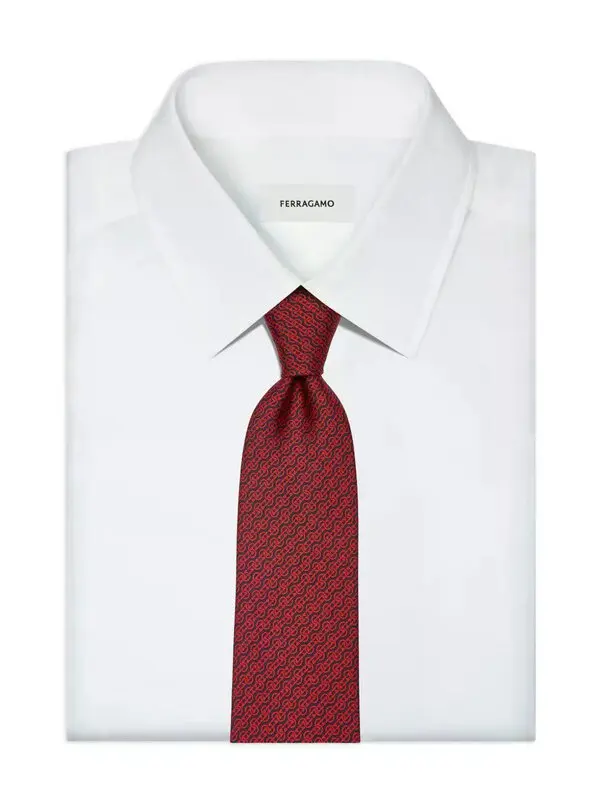 FERRAGAMO Gancini And Chain-link Print Silk Tie