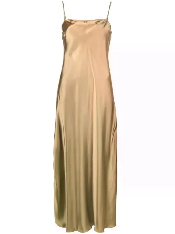 Fabiana Filippi Satin Slip Midi Dress - Brown