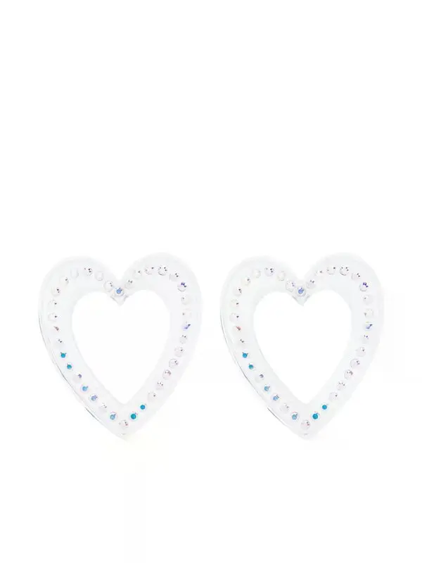 SAF SAFU Big Heart Crystal-embellished Earrings - Neutrals