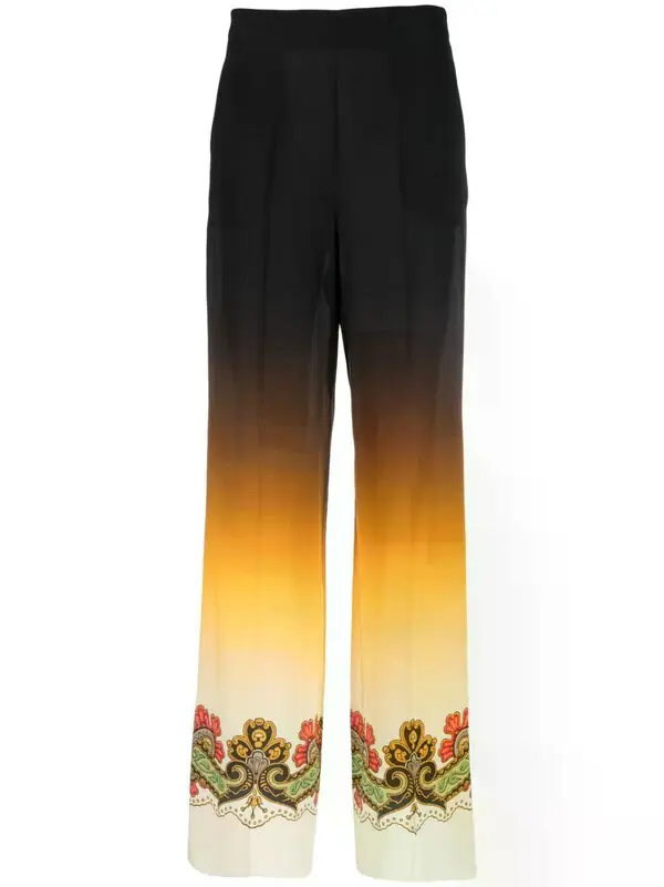Etro Graphic-print Straight-leg Trousers - Black