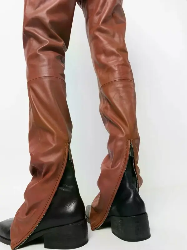 Off-White Lea Buckled Leather Trousers