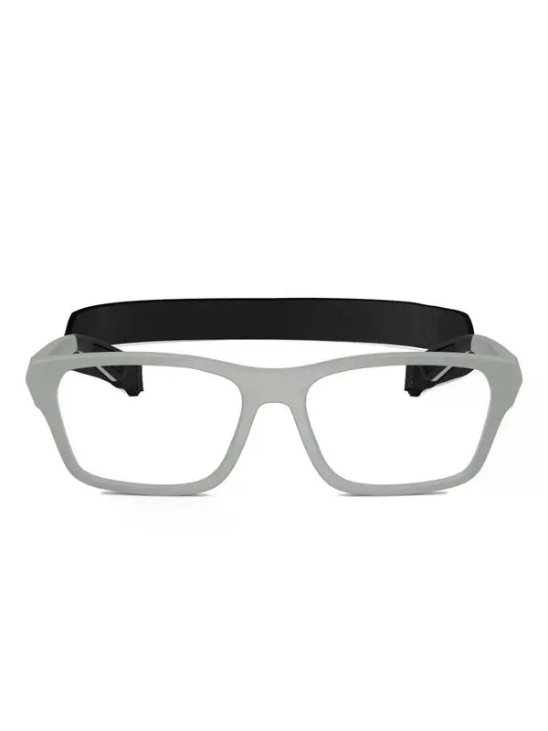 Prada Rectangle-frame Glasses With Detachable Strap - Grey