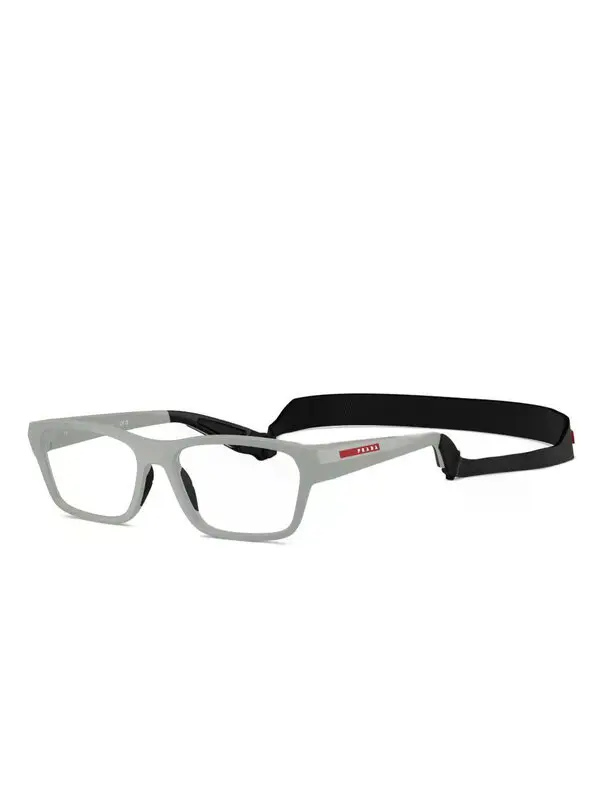 Prada Rectangle-frame Glasses With Detachable Strap - Grey