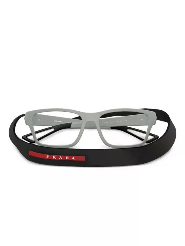 Prada Rectangle-frame Glasses With Detachable Strap - Grey