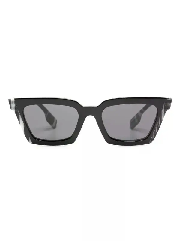 Burberry Engraved-logo Rectangle-frame Sunglasses - Black