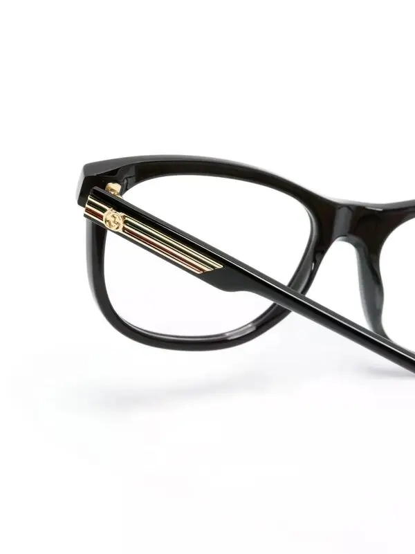 Gucci Logo-plaque Rectangle-frame Glasses - Black