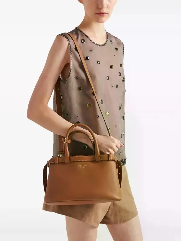 Prada Small Buckle Tote Bag - Brown