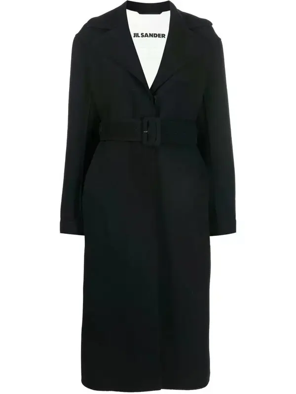 JIL SANDER Long-sleeve Belted Wool Coat