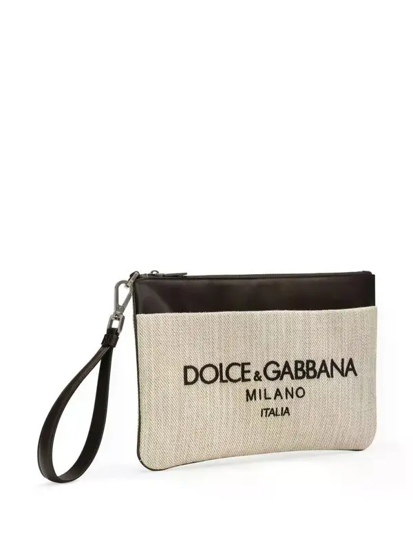 Dolce & Gabbana Logo-embroidered Canvas Clutch