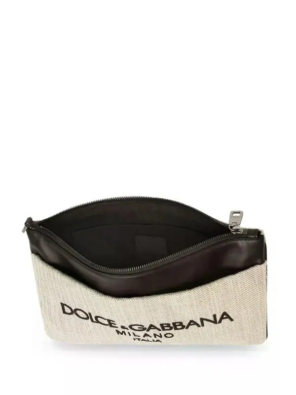 Dolce & Gabbana Logo-embroidered Canvas Clutch