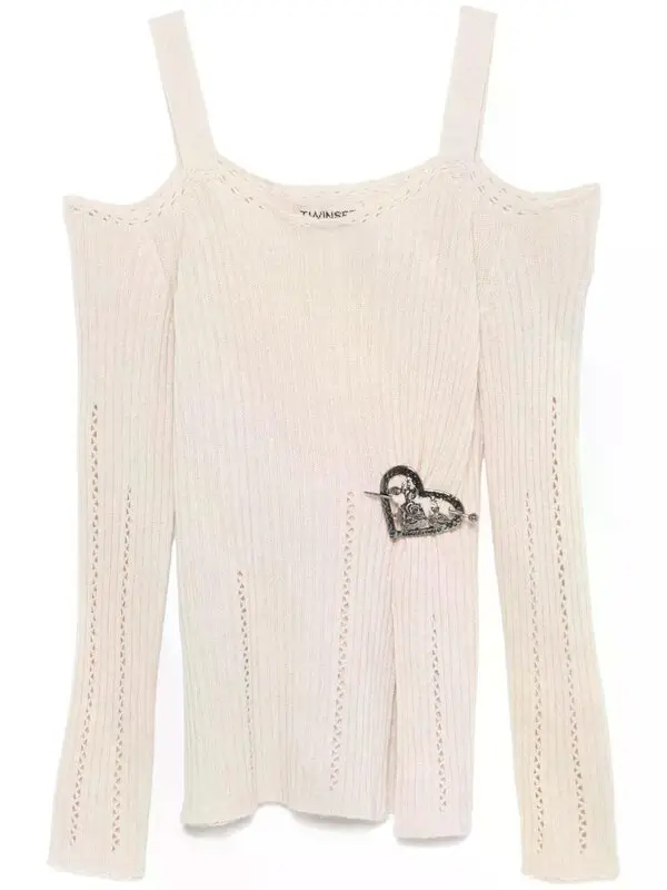 TWINSET Brooch-detail Top - Brown