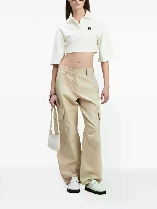 Palm Angels Wide Leg Cotton Cargo Trousers