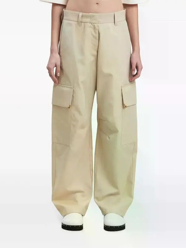 Palm Angels Wide Leg Cotton Cargo Trousers