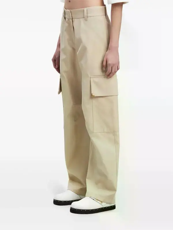 Palm Angels Wide Leg Cotton Cargo Trousers
