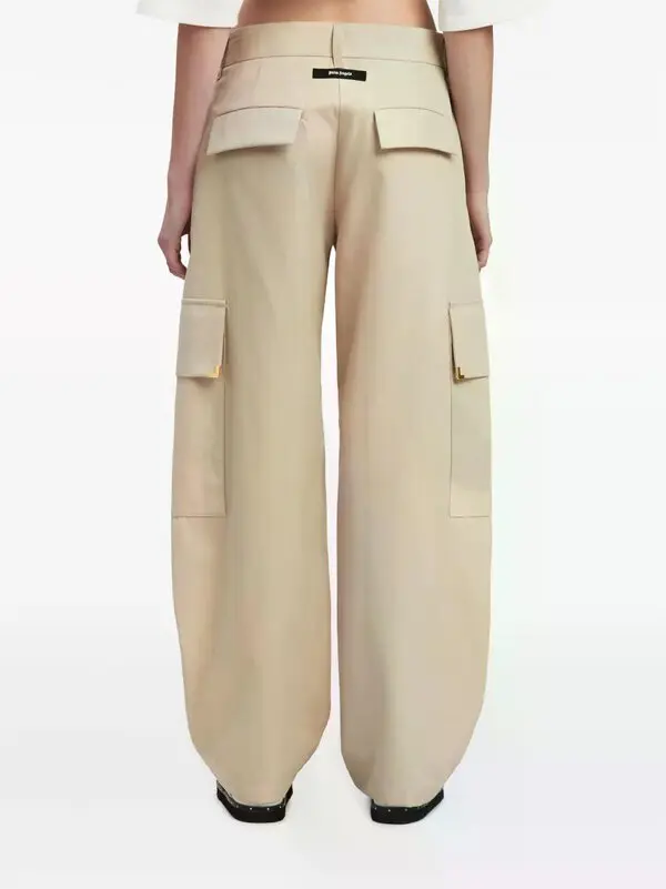 Palm Angels Wide Leg Cotton Cargo Trousers