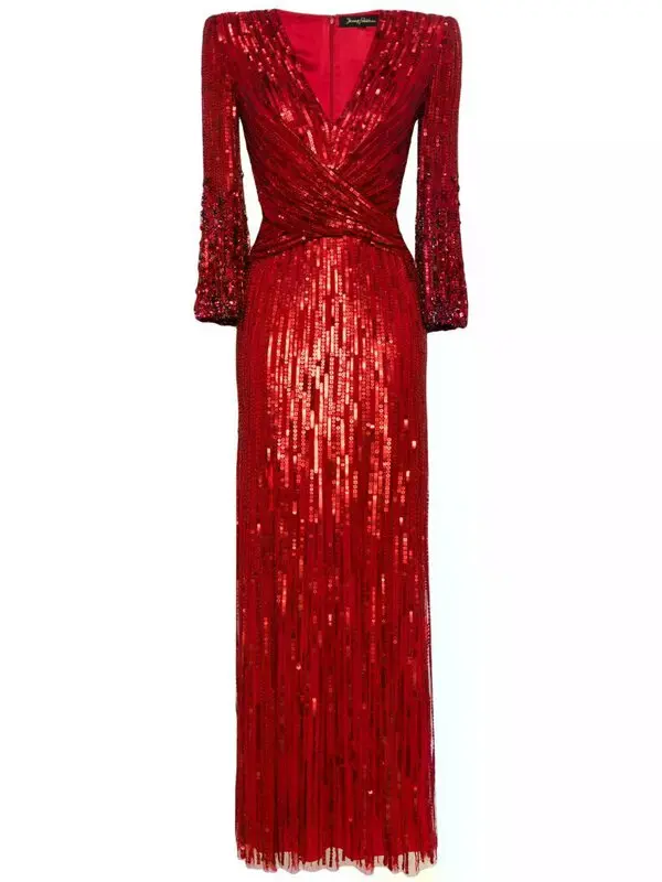 Jenny Packham Cosmos Sequin-embellished Gown - Red