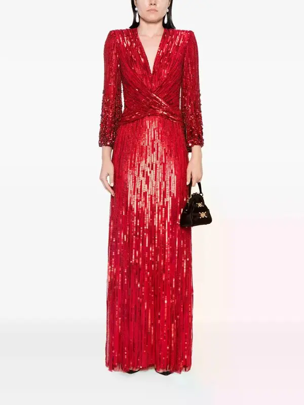 Jenny Packham Cosmos Sequin-embellished Gown - Red