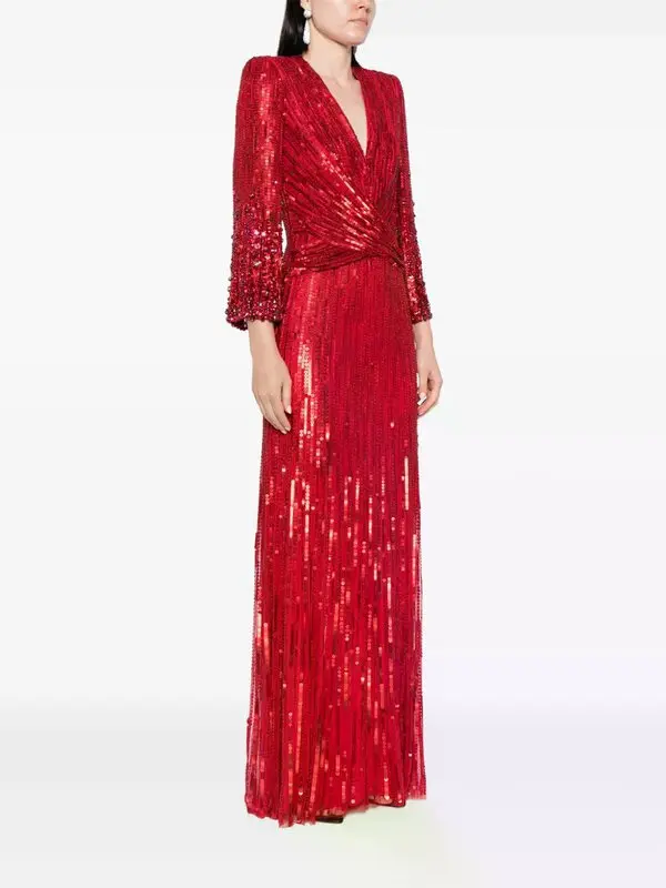 Jenny Packham Cosmos Sequin-embellished Gown - Red