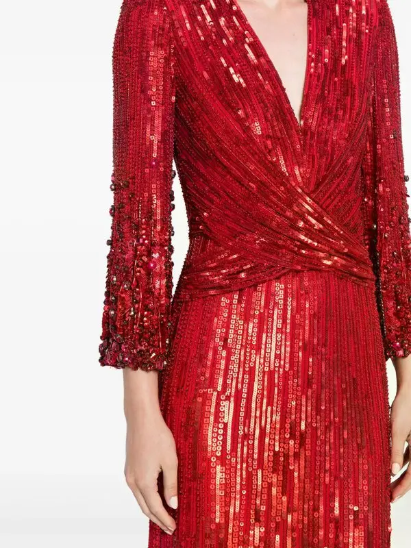 Jenny Packham Cosmos Sequin-embellished Gown - Red