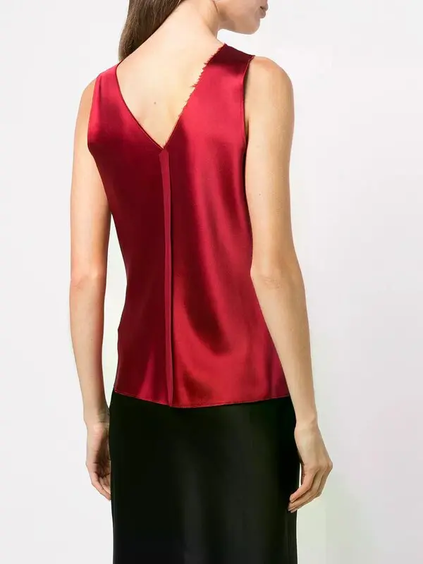 Voz Raw-edge Silk Tank Top - Red