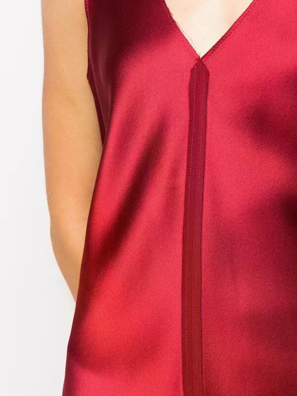 Voz Raw-edge Silk Tank Top - Red