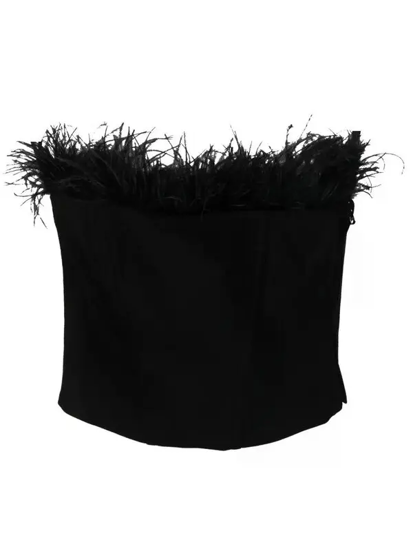 Patrizia Pepe Feather-detailing Strapless Top - Black