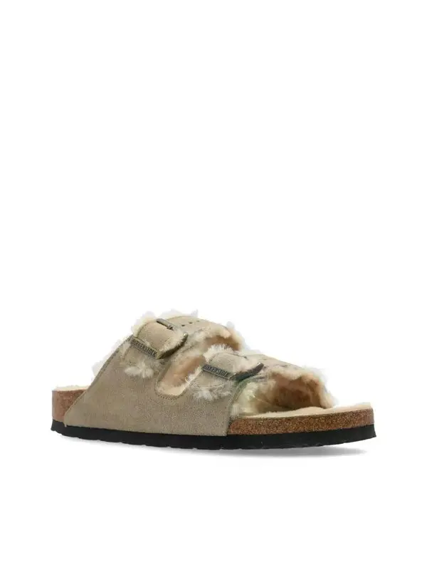 BIRKENSTOCK Arizona Shearling Slides - Neutrals
