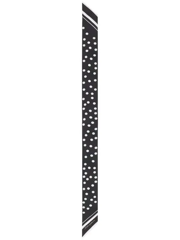 Dolce & Gabbana Striped Polka-dot Silk Scarf - Black
