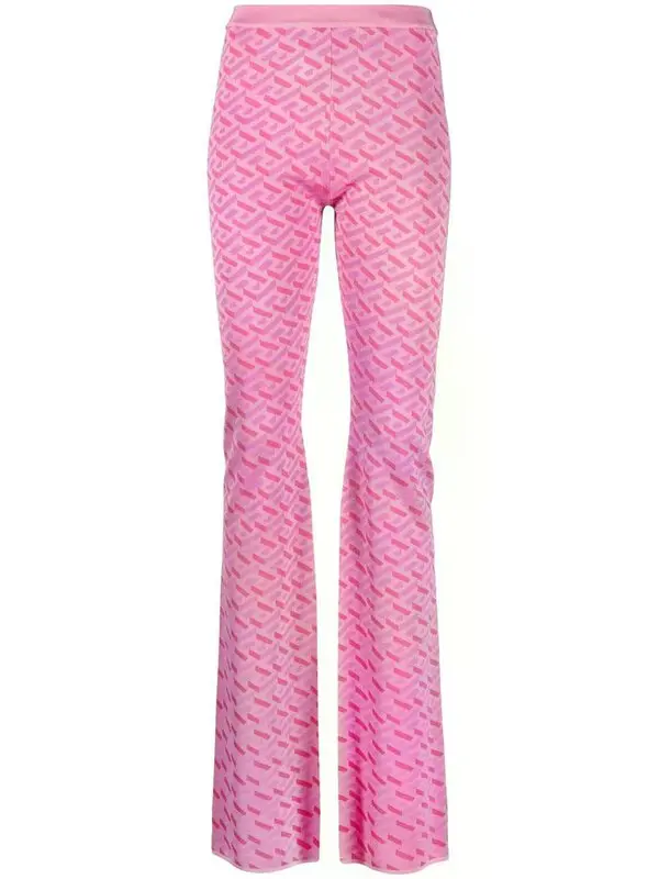Versace La Greca Jacquard Flared Trousers